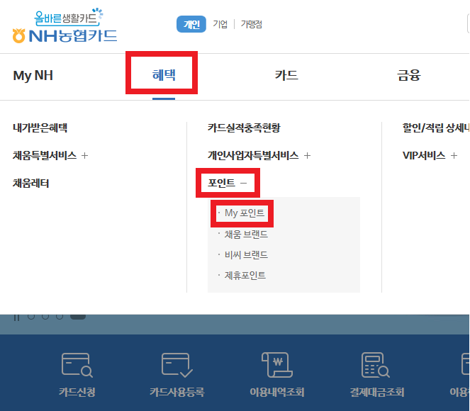 비씨카드 농협카드 포인트 사용법 슈퍼탑포인트 탑top포인트 농협nh포인트 에코머니포인트 현금 전환 네이버 블로그